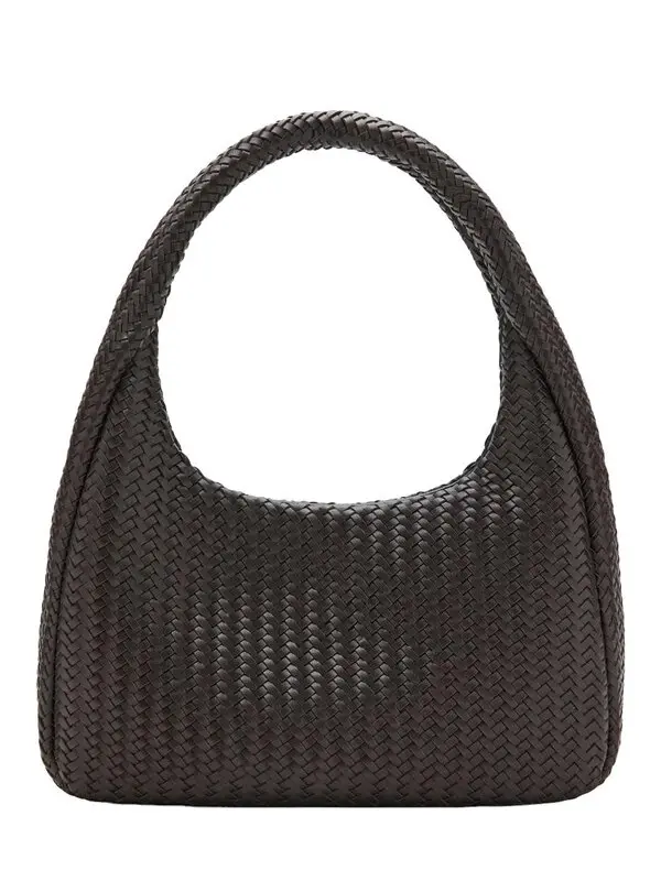 Mango Braided Faux Leather Shoulder Bag - Chocolate
