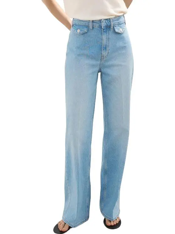 Mango Flap Pocket Jeans - Medium Blue