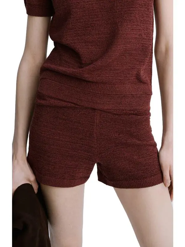Mango Fitted Knit Shorts - Burnt Orange