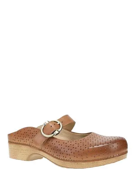 Dansko Blair Perforated Mary Jane Clogs - Tan