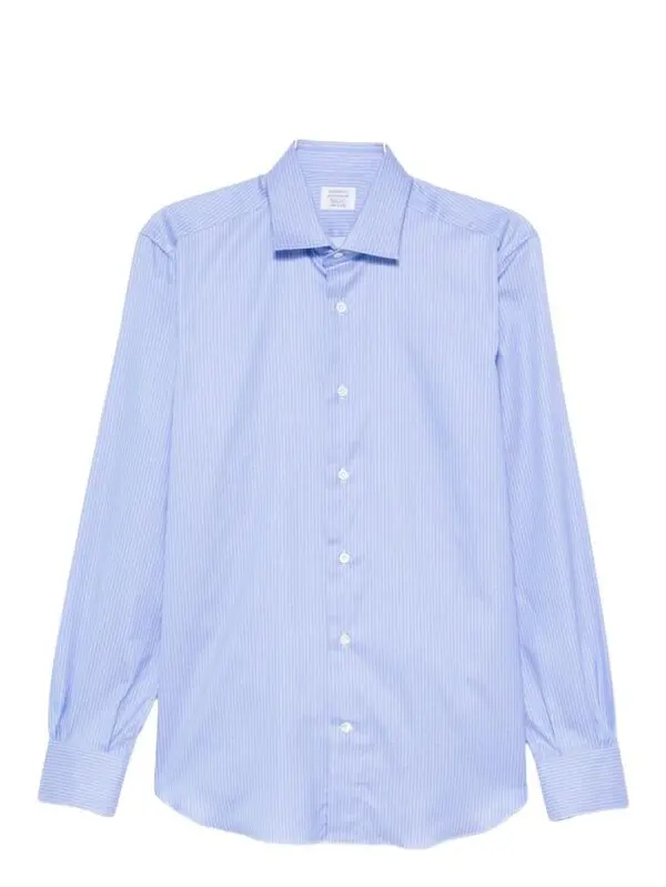 MAZZARELLI Lapel Long Sleeve Shirt - Blue