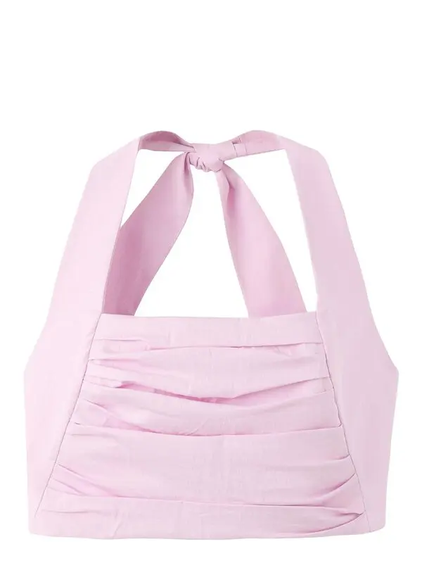 Mango Kasha Sleeveless Halter Neck Cropped Top - Light/pastel Purple