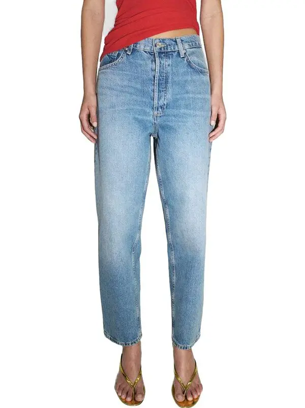 Mango Barrel Leg Jeans - Medium Blue