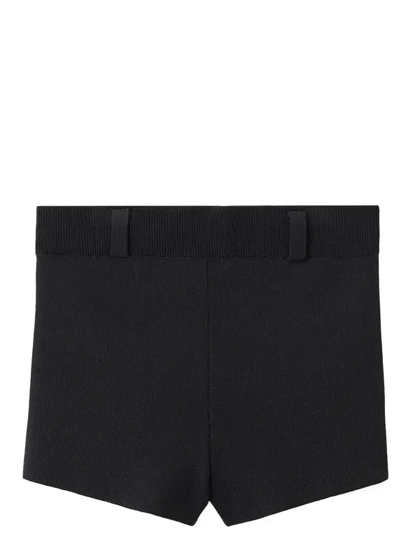 Mango Ribbed High Waist Shorts - Black