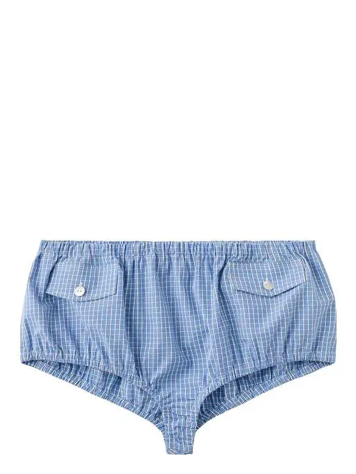 Mango Checked Ultrashort Shorts - Blue