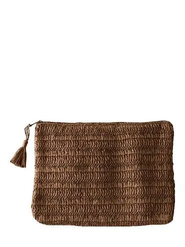 HAVEN WELL WITHIN Straw Clutch - Brown