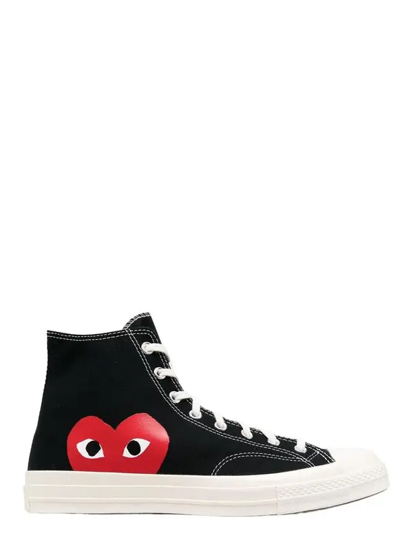 Comme Des Garçons Lace-up High-top Canvas Sneakers - Black/red/white