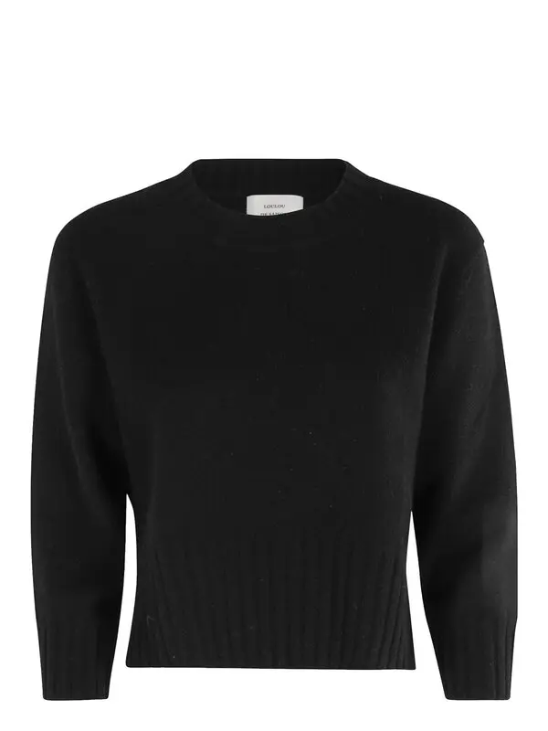 LOULOU STUDIO Crew Neck Ribbed Sweater - Black