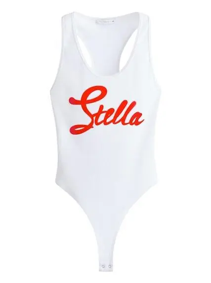 H&m Stella Mccartney Print Motif Bodysuit - White