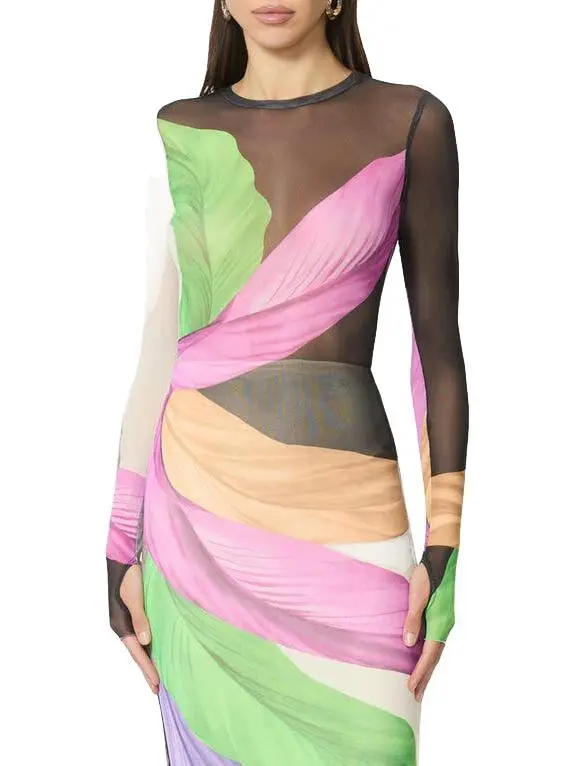 AFRM Kaylee Print Mesh Top - Summer Feathers