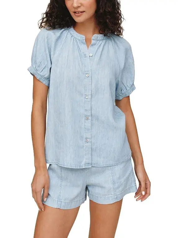 Bella Dahl Chambray Short Sleeve Button-up Shirt - Sun Bleached Wash