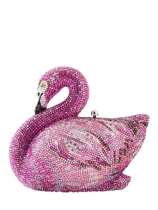 Judith Leiber Flamingo Crystal Clutch - Silver Rose Multi