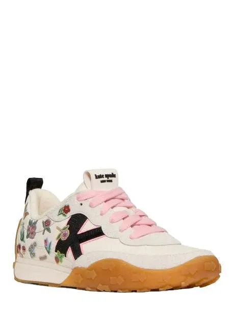 Kate Spade New York Floral Embellished High Top Sneakers - Cream Multi/guava Slice