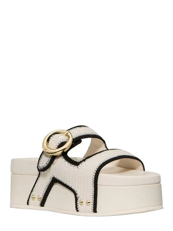 Kate Spade New York Two-strap Platform Sandals - Cream/black.