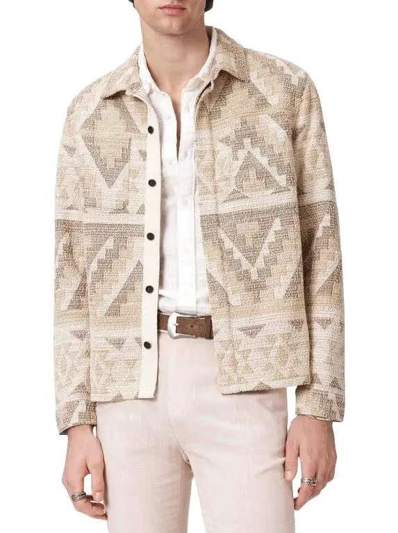 John Varvatos Byrne Geometric Shirt Jacket - Light Khaki