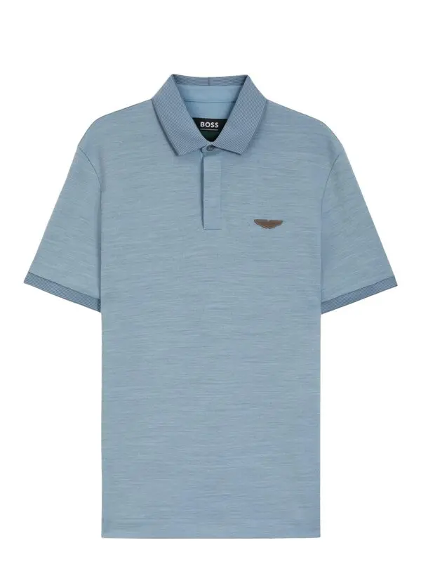 Hugo Boss Striped-trim Polo Shirt - Light Blue
