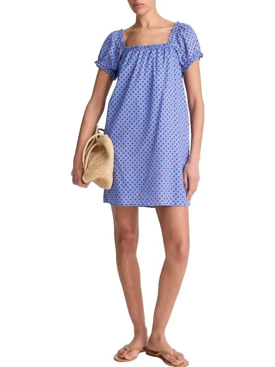 Madewell Chateau Mini Dress With Geometric Print - Calm Blue