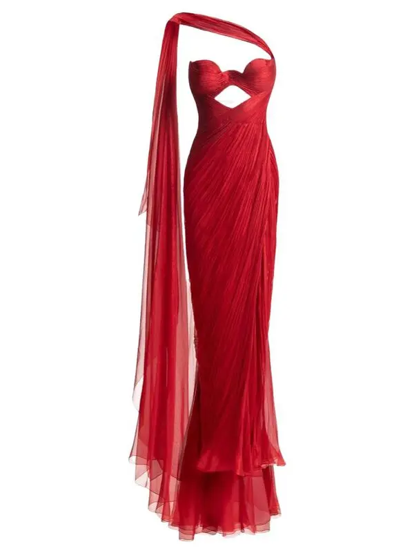 MARIA LUCIA HOHAN One-shoulder Backless Maxi Dress - Red
