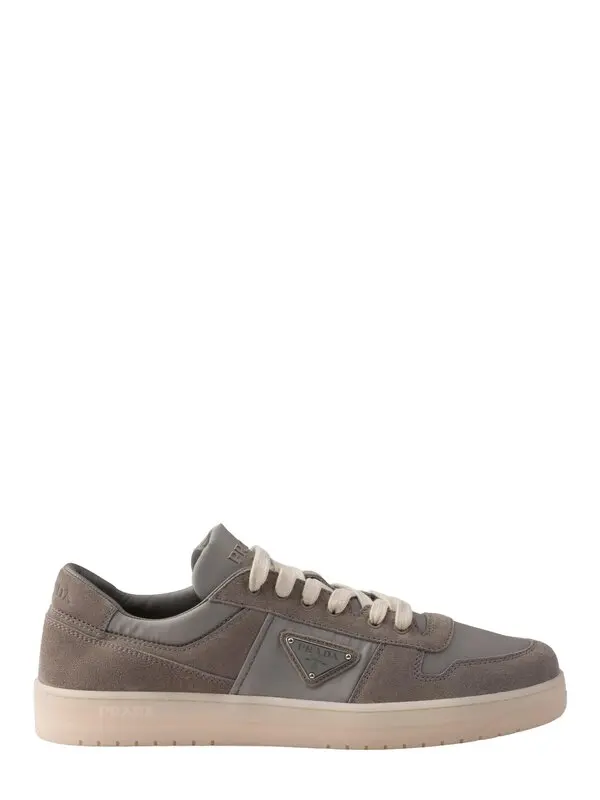 Prada Downtown Re-nylon And Suede Sneakers - Gray Steel
