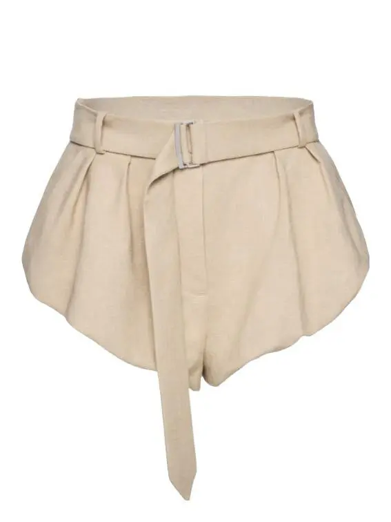 Magda Butrym Belted Pleated Shorts - Nude
