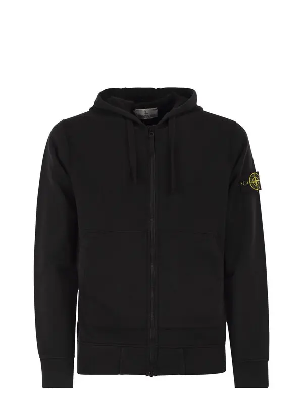Stone Island Regular Fit Zip Hoodie - Black