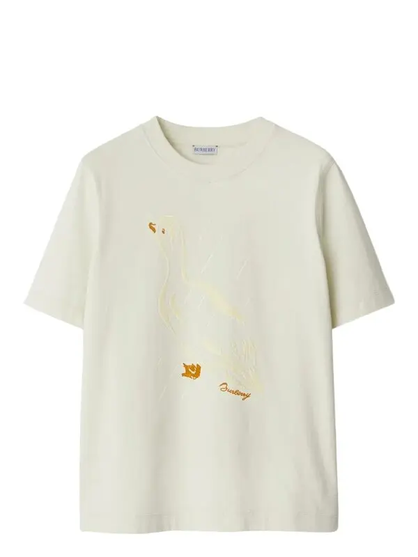 Burberry Duck Detailed Crewneck T-shirt - Chalk