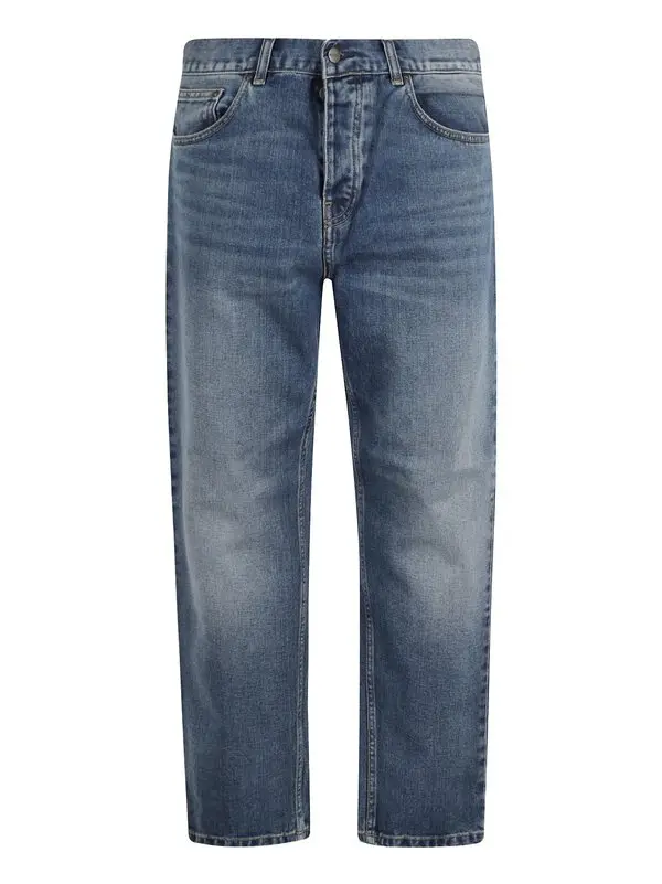 Carhartt Work In Progress Newel Logo-patch Straight-leg Jeans - Blue