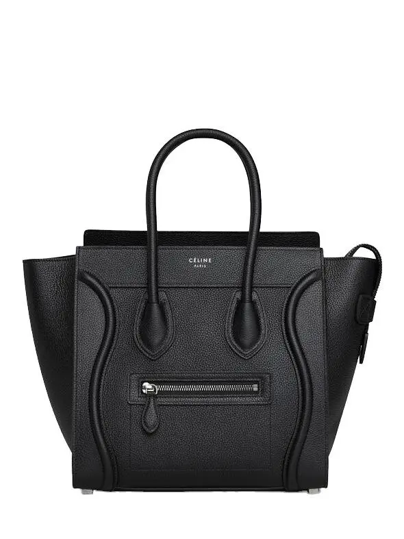 Celine Luggage Drummed Micro Tote - Black