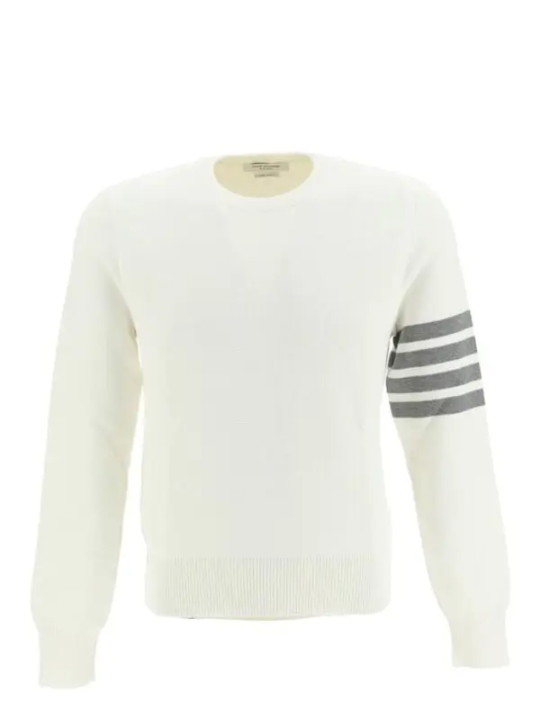 Thom Browne 4-bar Crewneck Knit Jumper - White