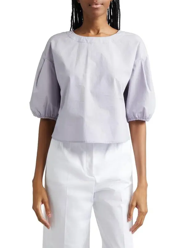 Giorgio Armani Popeline Boxy Cotton Top - Lilac