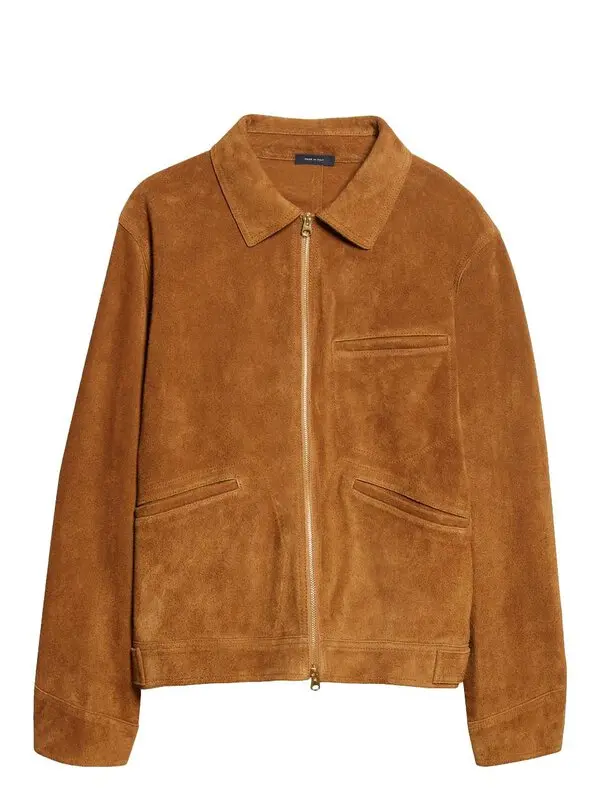 DRAKE'S Raw Suede Zip Jacket - Snuff