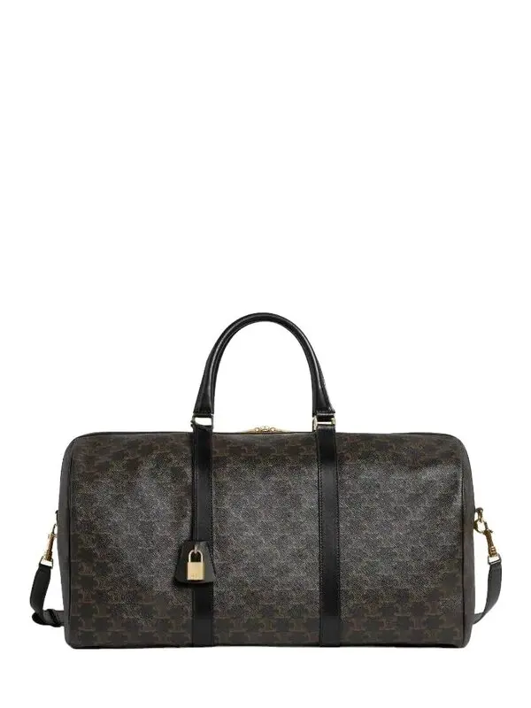 Celine Triomphe Canvas And Calfskin Big Travel Bag - Black