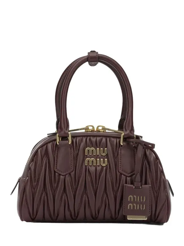 Miu Miu Matelassé Nappa Leather Arcadie Shoulder Bag - Brown