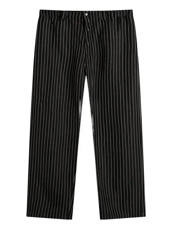 WILLY CHAVARRIA Toluca Striped Wide-leg Trousers - Black