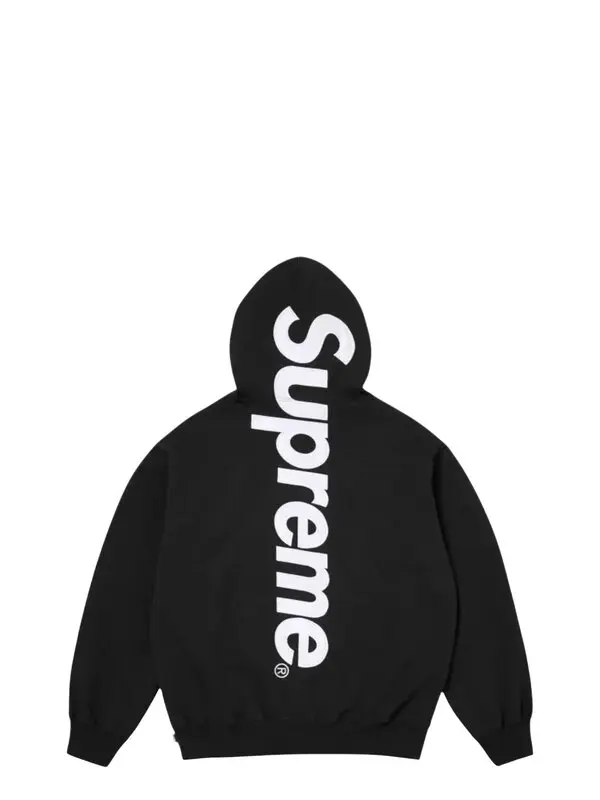 Supreme Satin Appliqué Hooded Sweatshirt - Black