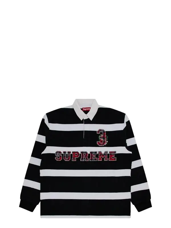 Supreme Rugby Shirt With Contrast Stripes - Black