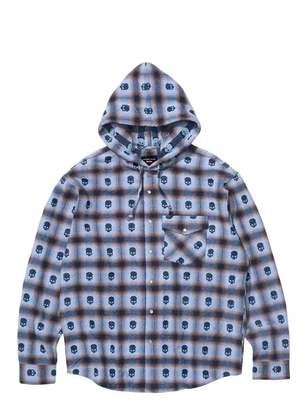 Supreme Fw25 X Number Ine Hooded Flannel Shirt - Blue
