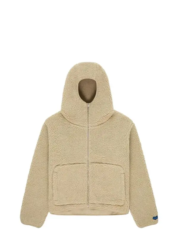 SP5DER Teddy Fleece Zip Up Hoodie - Tan