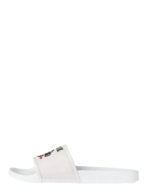 Gucci Worldwide Flag Slide Sandals - White