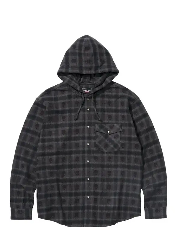 Supreme Fw25 X Number Ine Hooded Flannel Shirt - Black