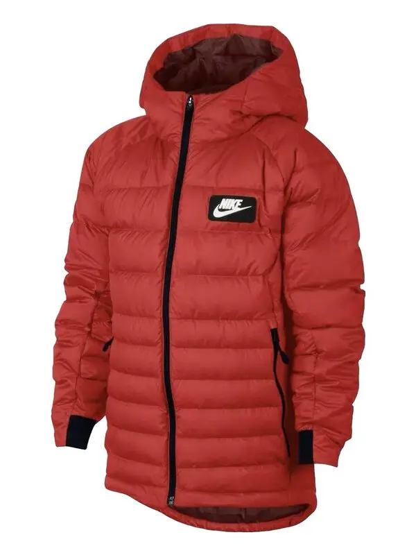 Nike Logo Hooded Down Jacket - Red