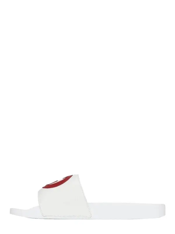 Gucci Gg Pattern Leather Slide Slipper - White/red