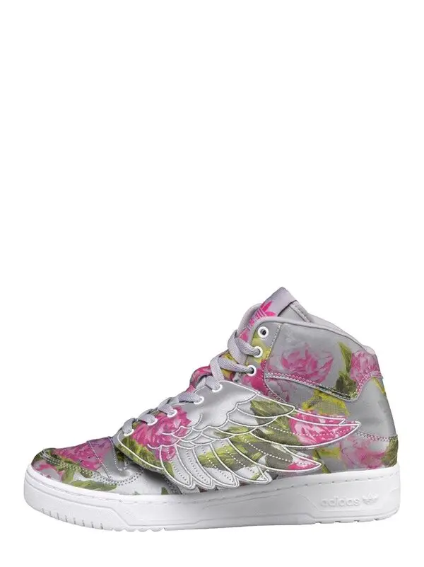 Adidas Js Wings 3m Floral High Top Sneakers - Silver