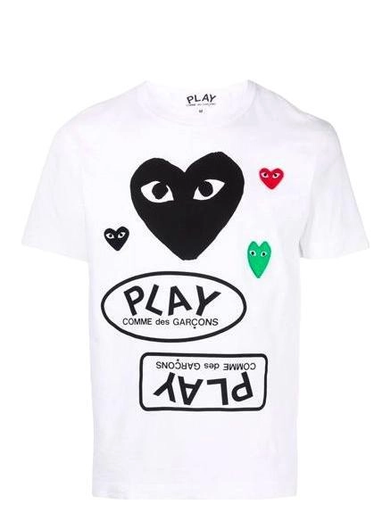 Play Comme Des Garcon Multi Heart T-shirt 'white Black - White/black