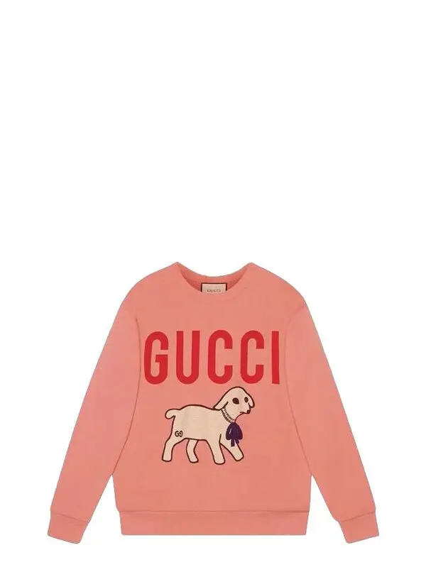 Gucci Oversized Lamb Patch Sweatshirt - Pink/red