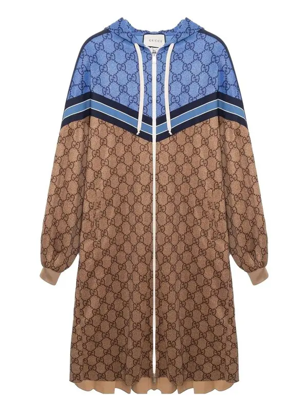 Gucci Technical Jersey Gg Long Jacket - Blue/camel