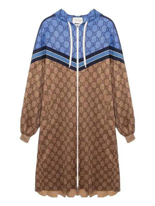 Gucci Technical Jersey Gg Long Jacket - Blue/camel