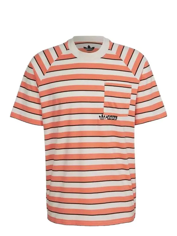 Adidas Originals Pocket Stripe Round Neck Short Sleeve Orange - Default Color