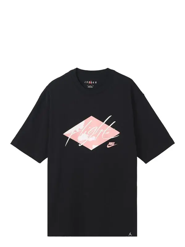 JORDAN Solid Color Cotton Alphabet Printing Short Sleeve Black T-shirt - Multi-color