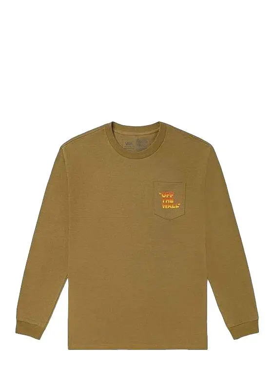 VANS Pocket Printed Casual Long Sleeve T-shirt - Tan